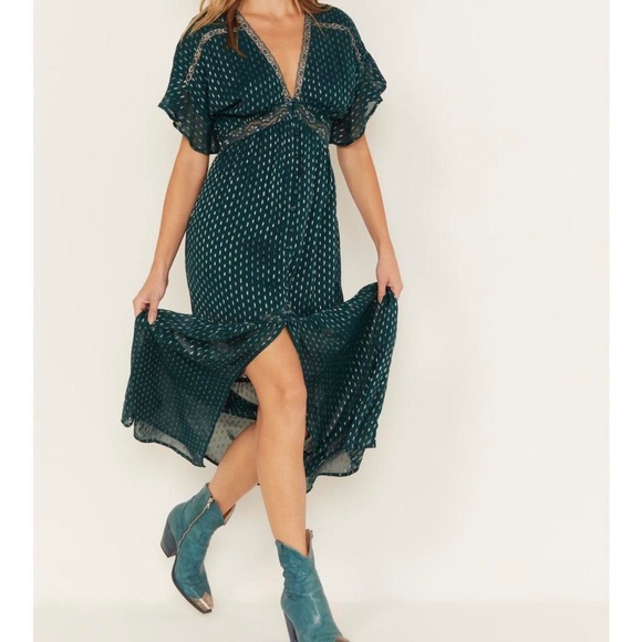 Shyanne | Dresses | Shyanne Metallic Clip Dot Lace Bohemian Western ...